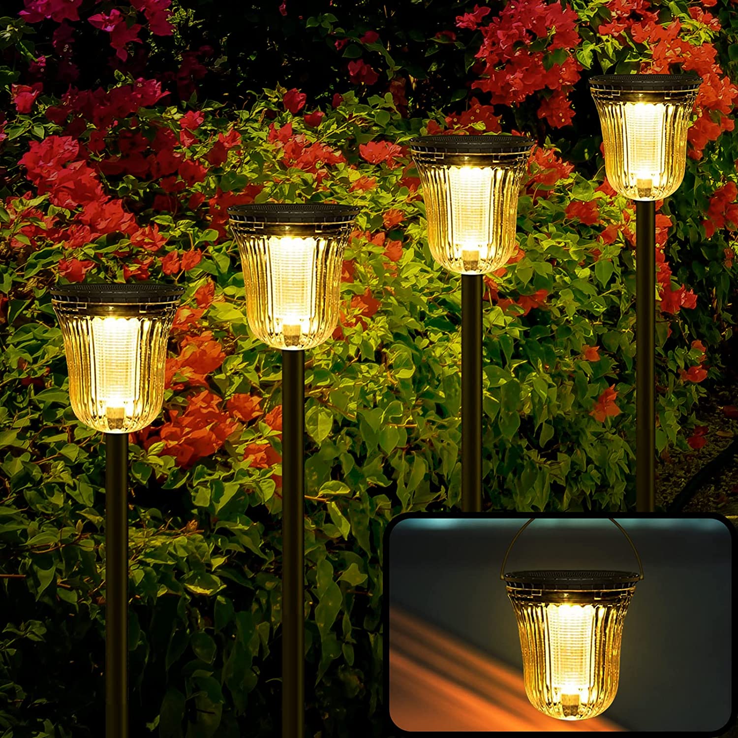 Moonrays 97517 Meredith 4-Pack Solar Powered LED Path Light, Black ...