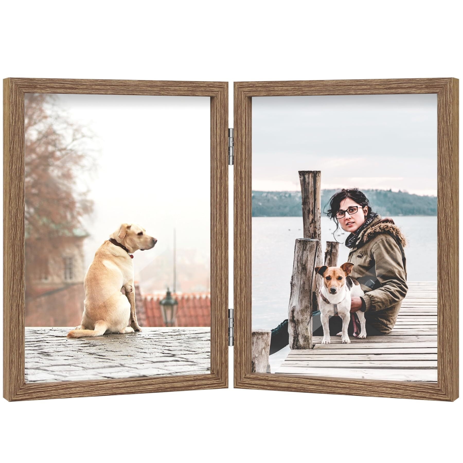 Oshsehun 4x6 Double Picture Frame Wooden Hinged Photo Frame Definition ...