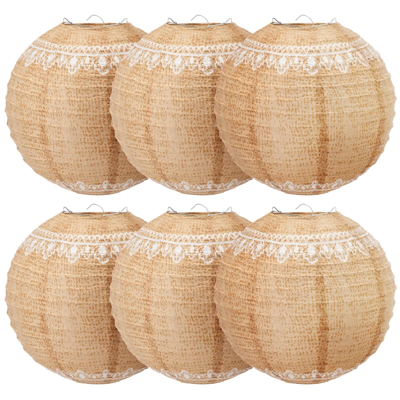 Oshsehun 6 Pcs Burlap Paper Lanterns 8 Inch Boho Chinese Paper Lantern ...