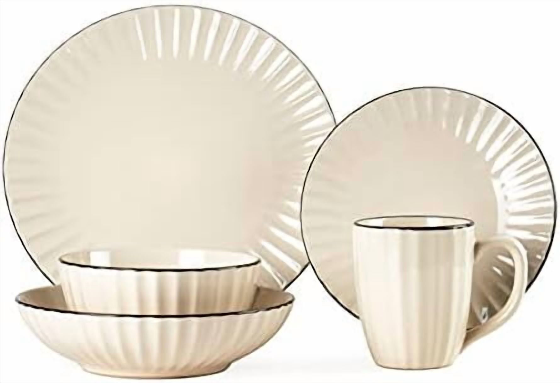 Osita Strip Stoneware 20pc Dinnerware Set, Cream - Walmart.com