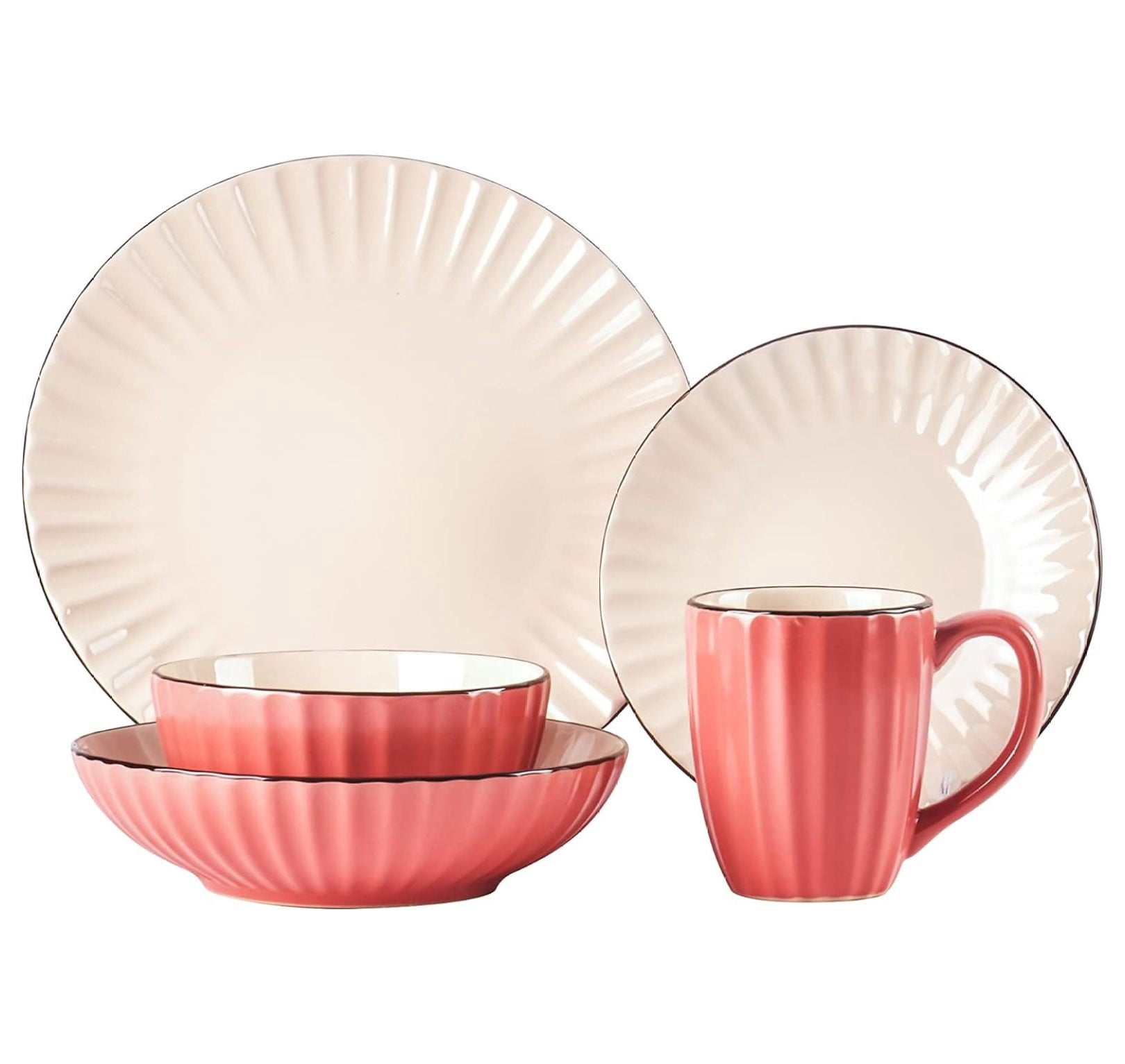 Osita Strip Stoneware 20pc Dinnerware Set, Pink - Walmart.com