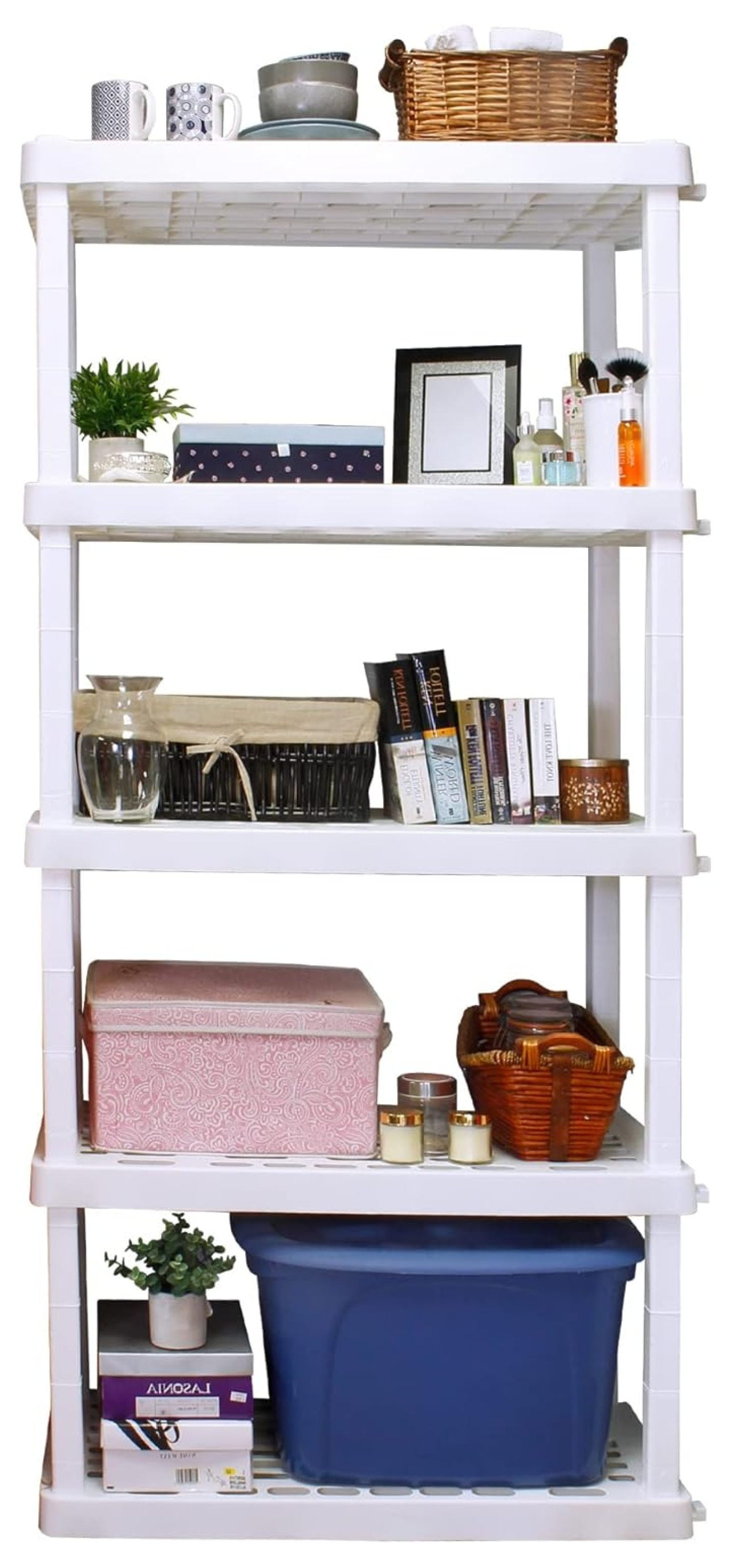 Oskar 5 Tier Plastic Shelf, Garage Shelving Unit, Rack and Storage ...