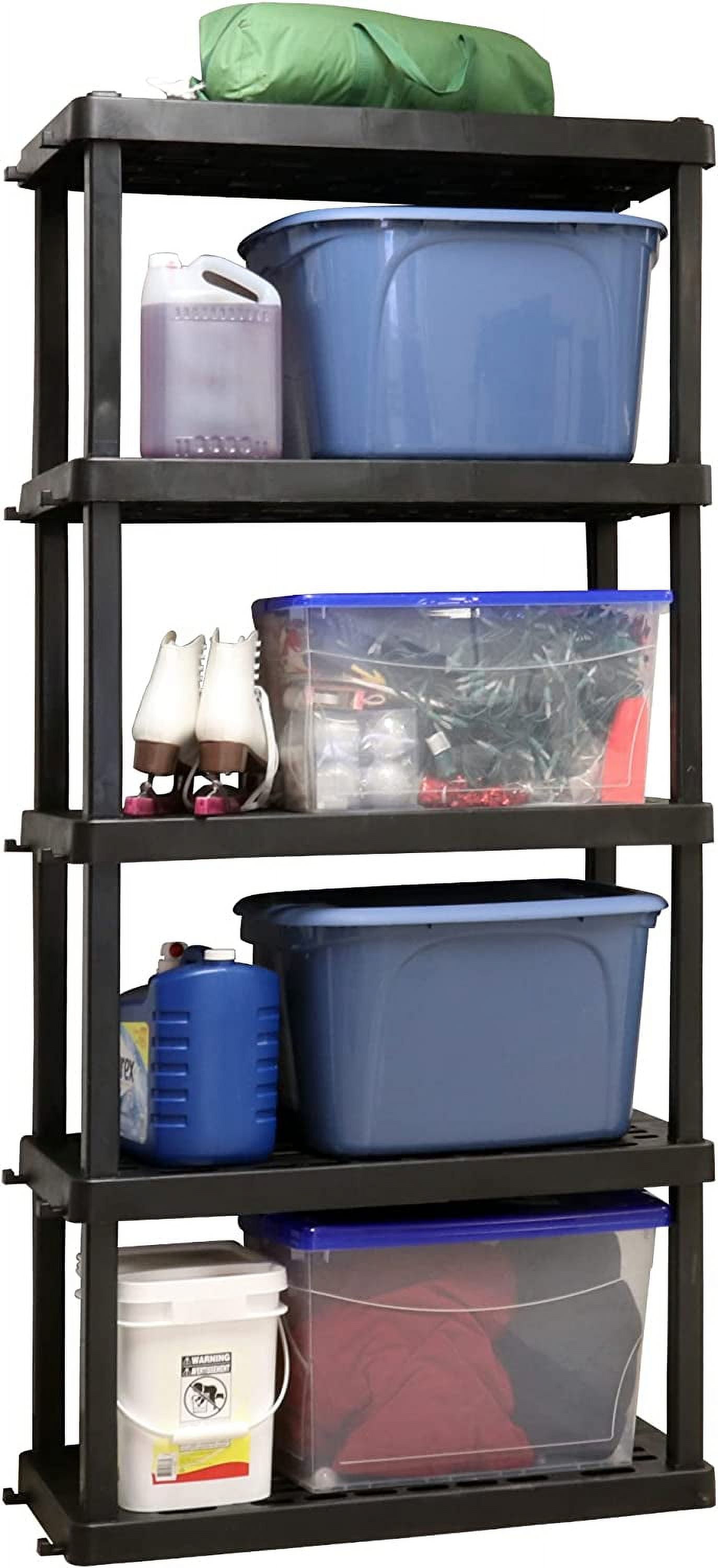 Oskar 5 Tier Plastic Shelf, Garage Shelving Unit, Rack and Storage ...
