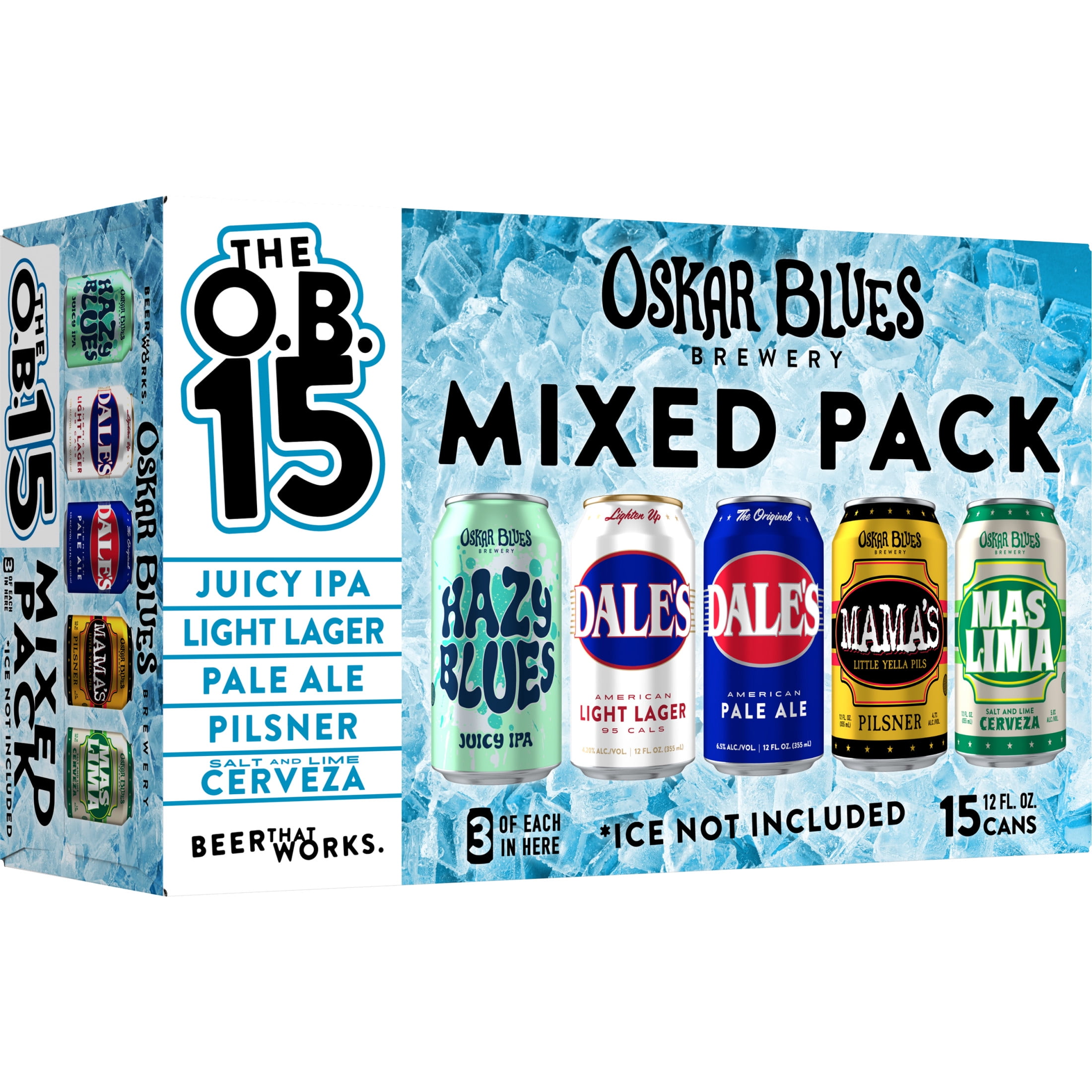 Oskar Blues Brewery OB15 Mixed Pack Craft Beer, 12 fl oz 15 Pack Cans ...