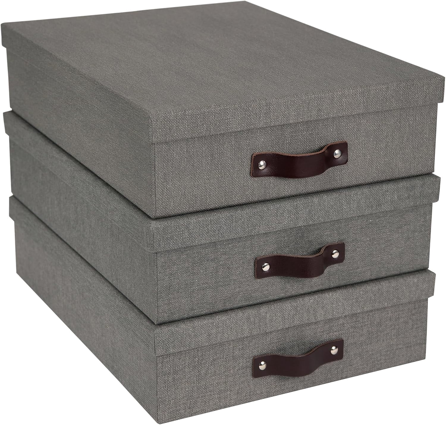 Oskar Canvas Fiberboard Document Letter Box - File Organizer Box for ...