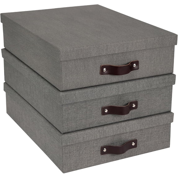 Oskar Canvas Fiberboard Document Letter Box - File Organizer Box for ...