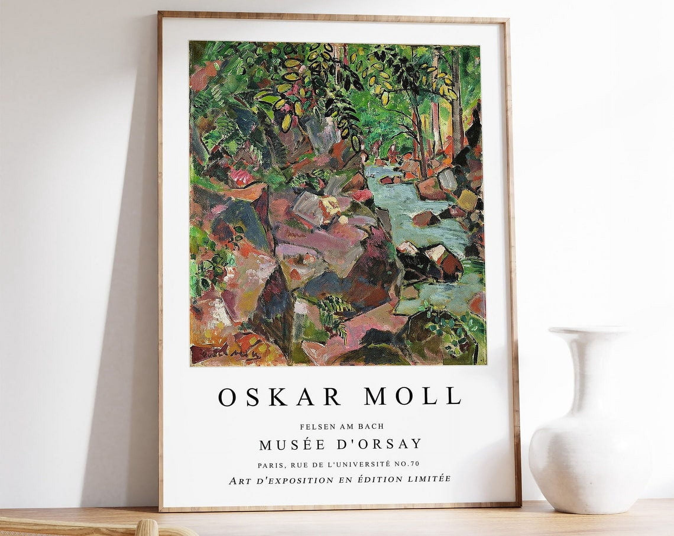 Oskar Moll Exhibition Poster, Felsen Am Bach, Floral Expressionist ...