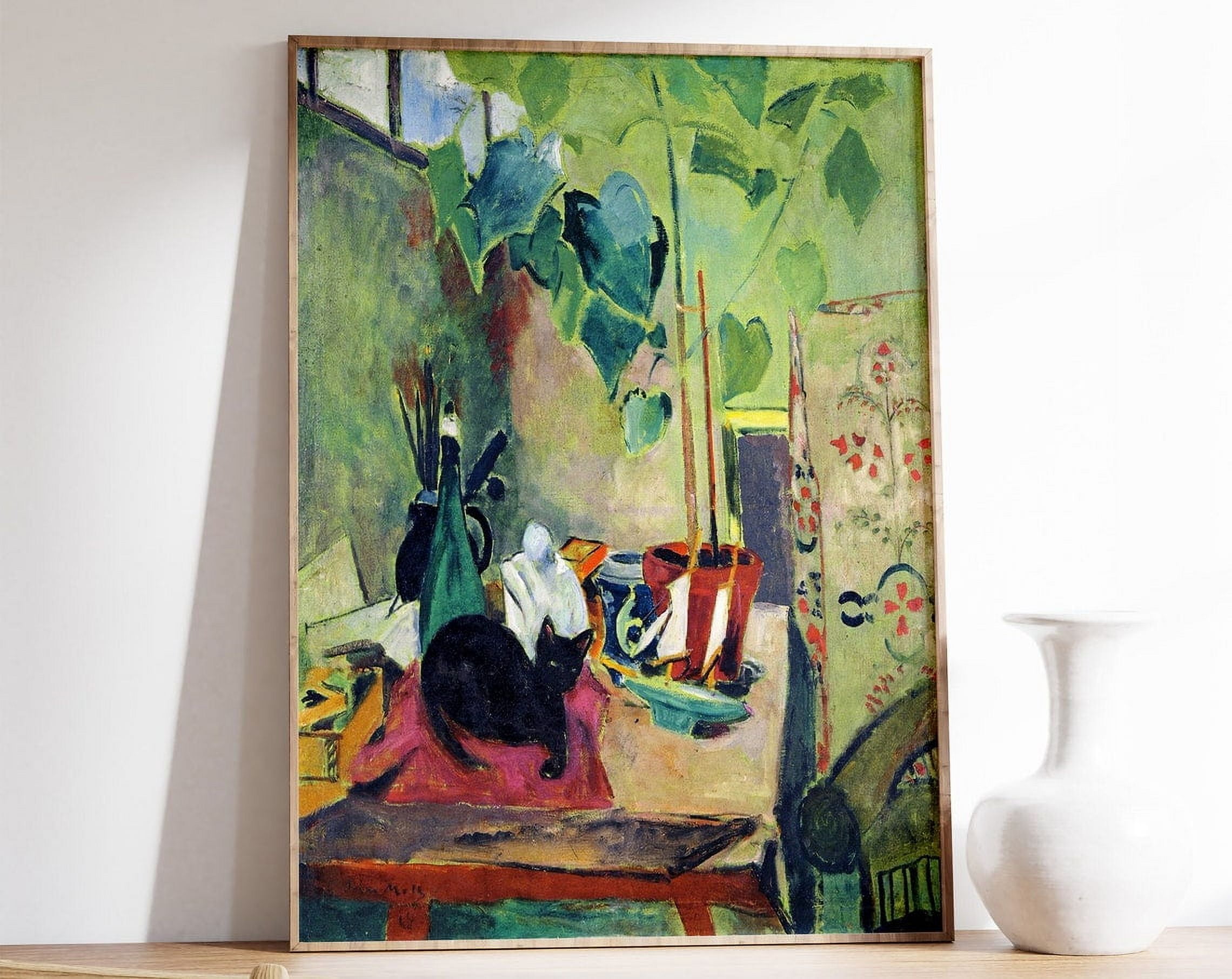 Oskar Moll Poster, Cat With House Plant, Fauvist Print, Expressionist ...