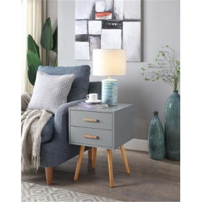 Convenience Concepts Oslo 2 Drawer End Table, Gray, Small Accent ...