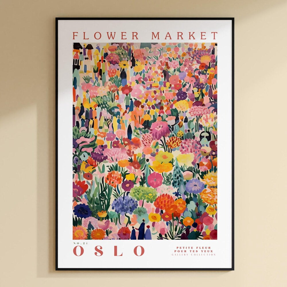 Oslo Flower Market Poster, Norway Travel Art, Botanical Wall Art ...