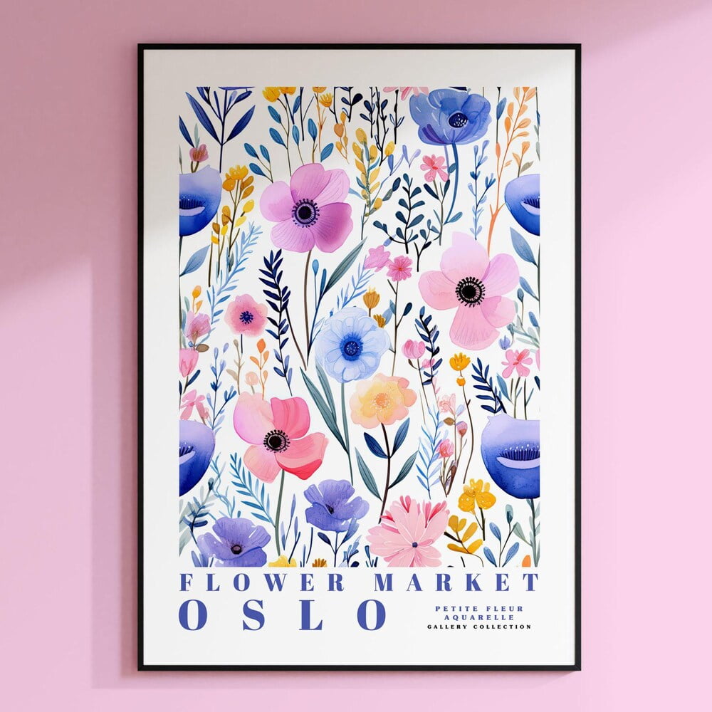 Oslo Flower Market Poster, Norway Travel Art, Botanical Wall Art ...