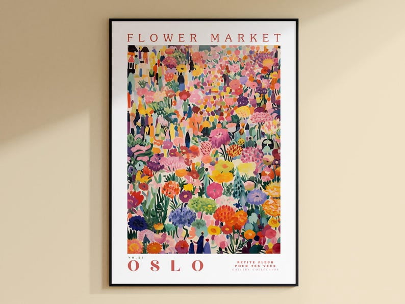Oslo Flower Market Poster, Norway Travel Art, Botanical Wall Art ...