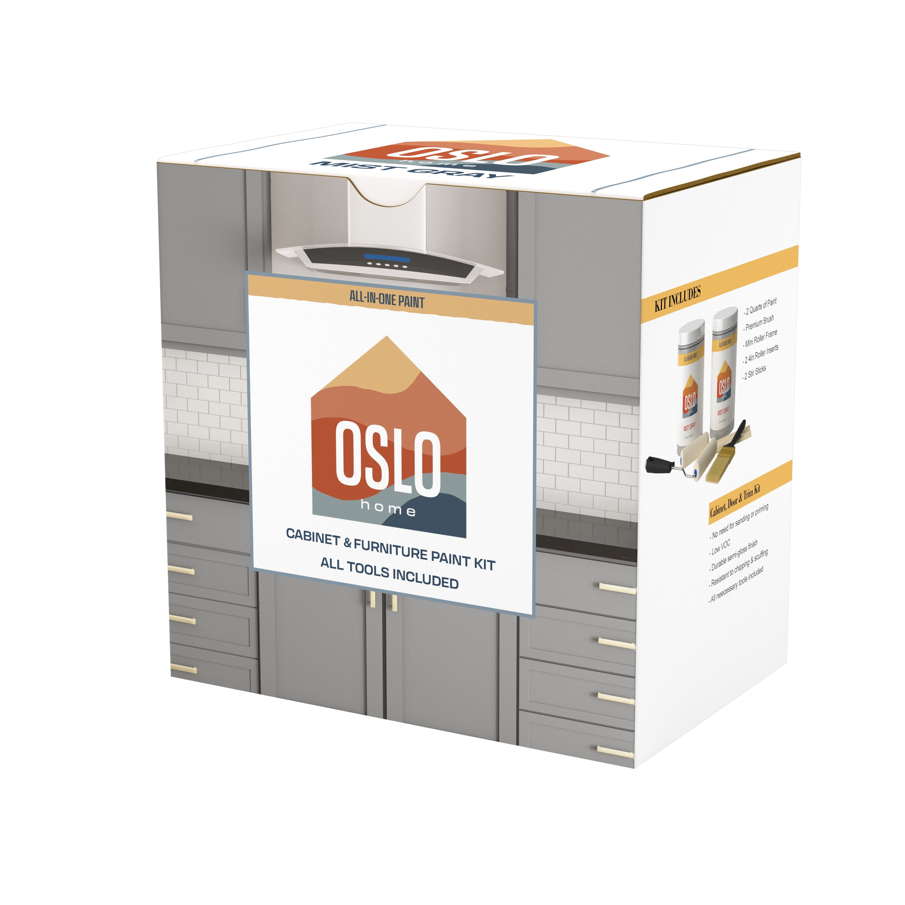 Oslo Home All-In-One 7 Piece Paint Makeover Kit, (Light Grey) Mist Gray ...