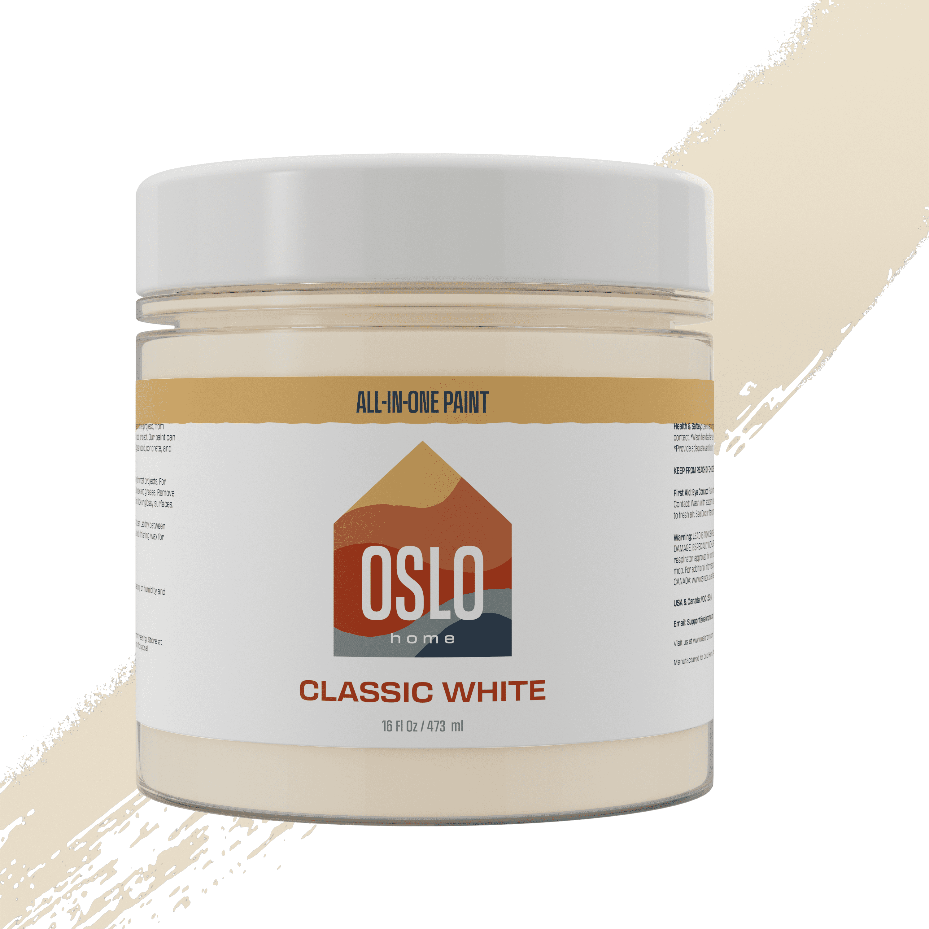Oslo Home All In One Paint, ‎Classic White, Pint (16oz), Matte, no ...