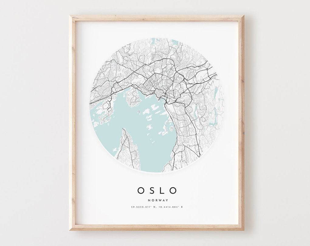 Oslo Map Print, Oslo Map Poster City Wall Art, Oslo Road Map, Oslo ...