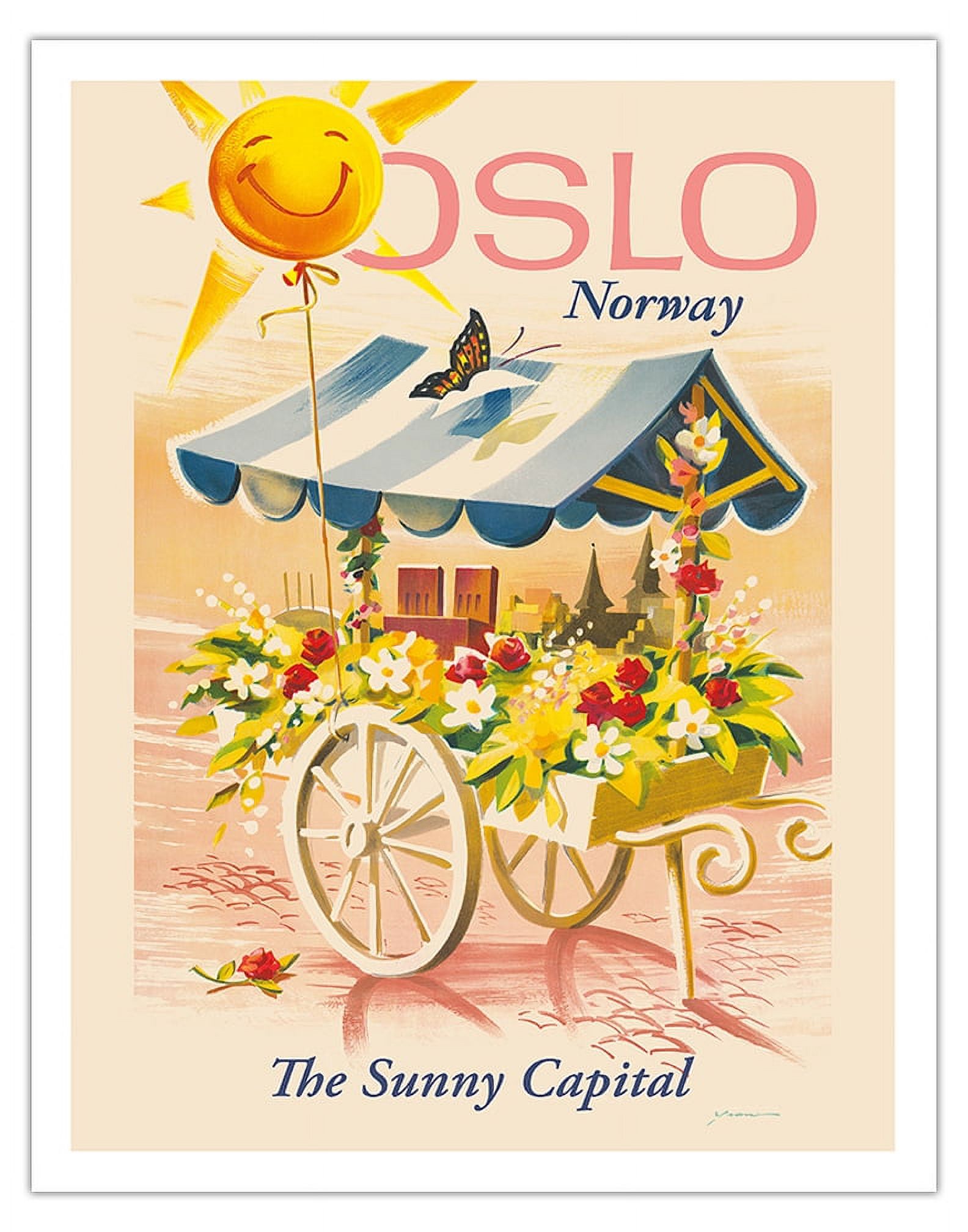 Oslo Norway - The Sunny Capital - Vintage Travel Poster by Knut Yran c ...