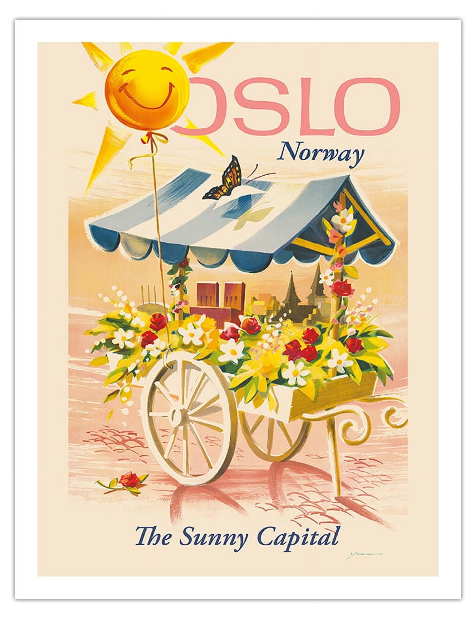 Oslo Norway - The Sunny Capital - Vintage Travel Poster by Knut Yran c ...