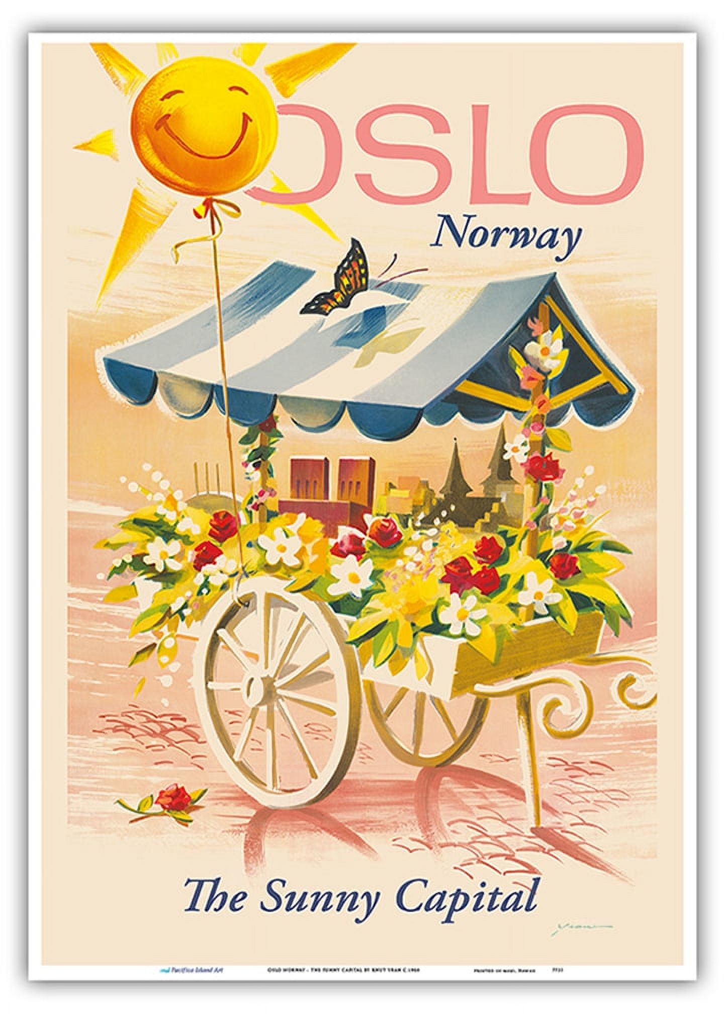 Oslo Norway - The Sunny Capital - Vintage Travel Poster by Knut Yran c ...