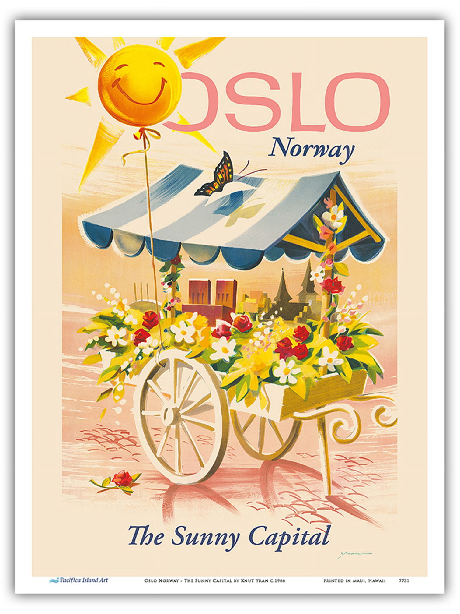 Oslo Norway - The Sunny Capital - Vintage Travel Poster by Knut Yran c ...