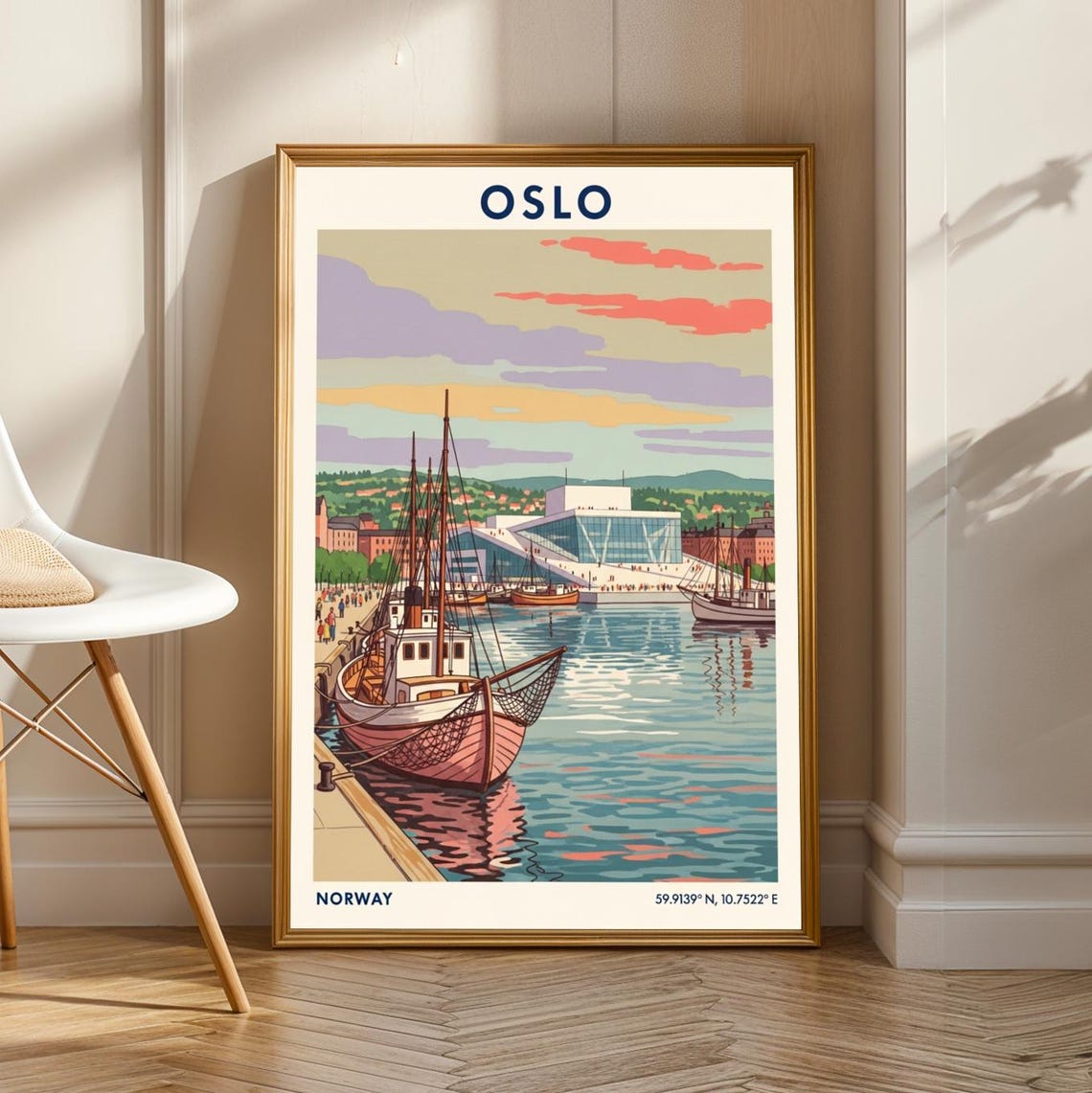 Oslo Opera House Print: Vintage Gouache Scandinavian Travel Art ...
