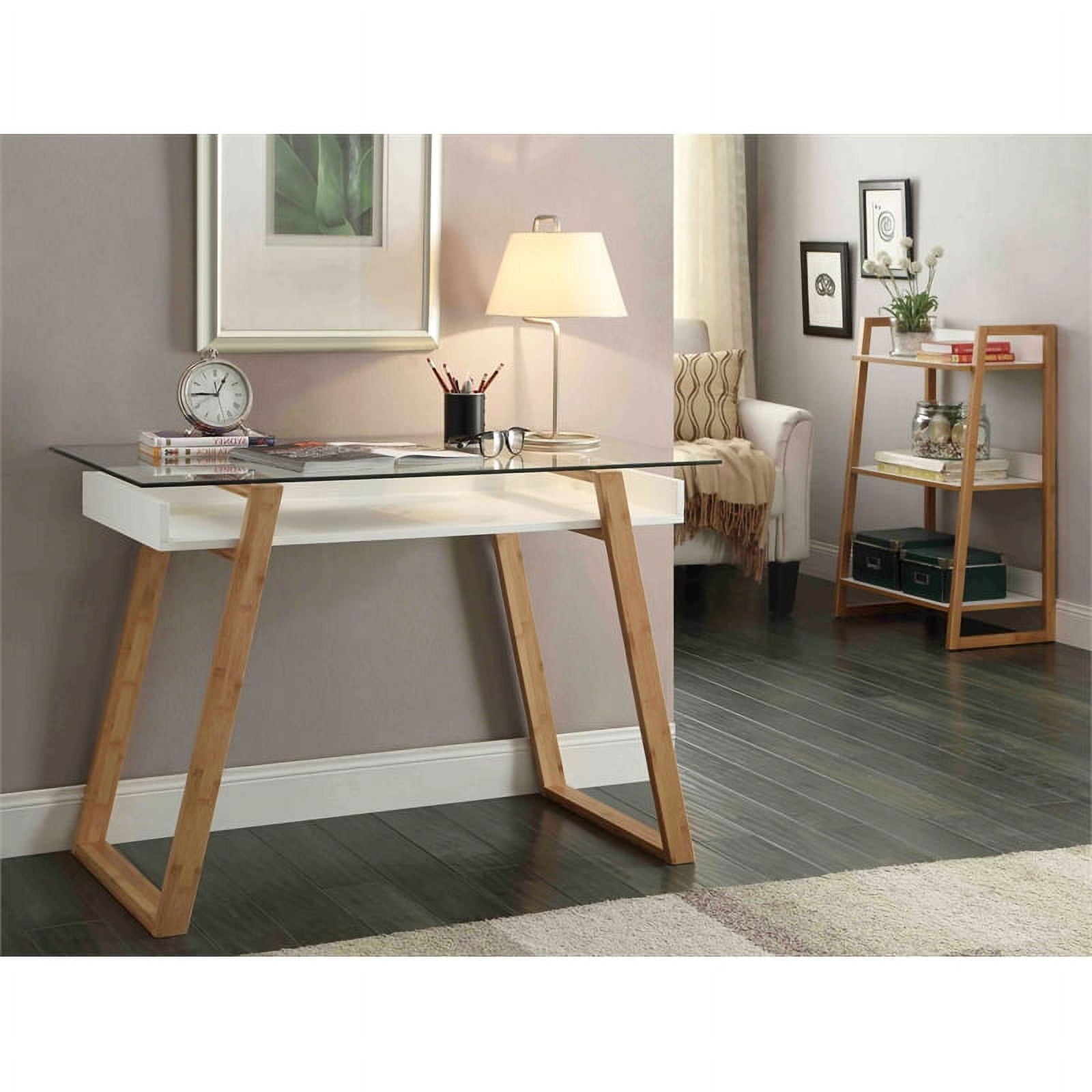 Oslo Sundance Desk and Bookcase Office Set in White Wood Finish ...