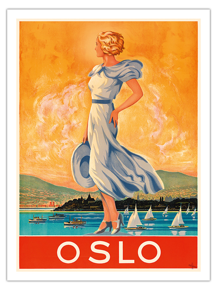 Oslo - The Capital of Norway - Vintage Travel Poster by Rohder c.1930s ...
