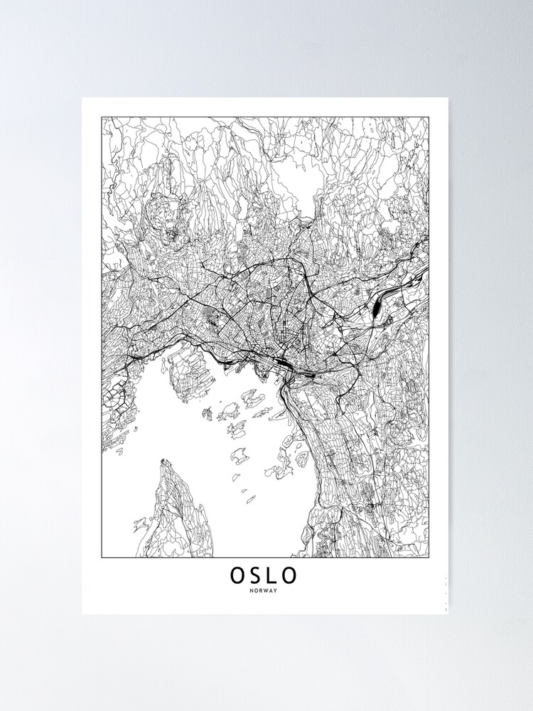 Oslo White Map Poster - Walmart.com