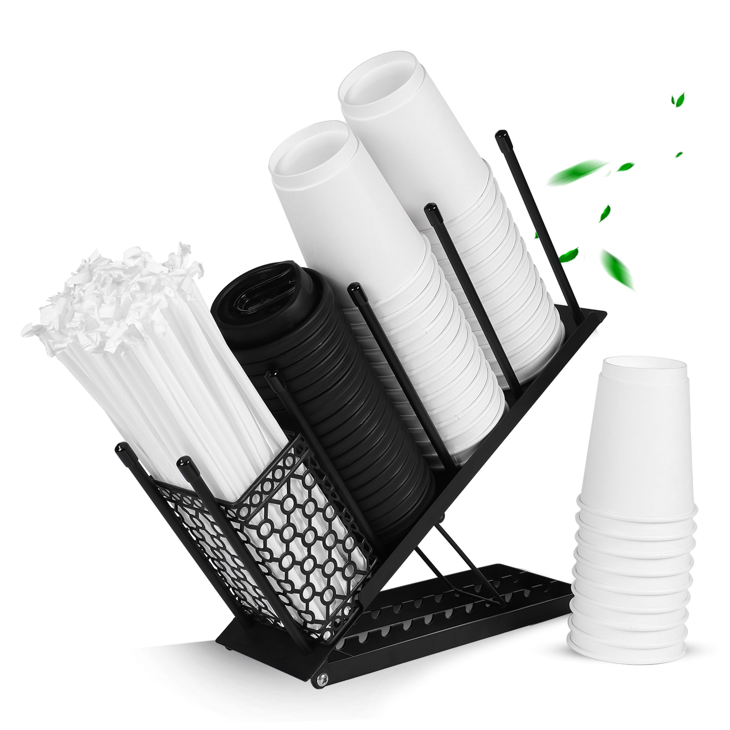 Oslow Cup Dispenser - Heavy-Duty Metal Coffee Cup Holder Countertop ...