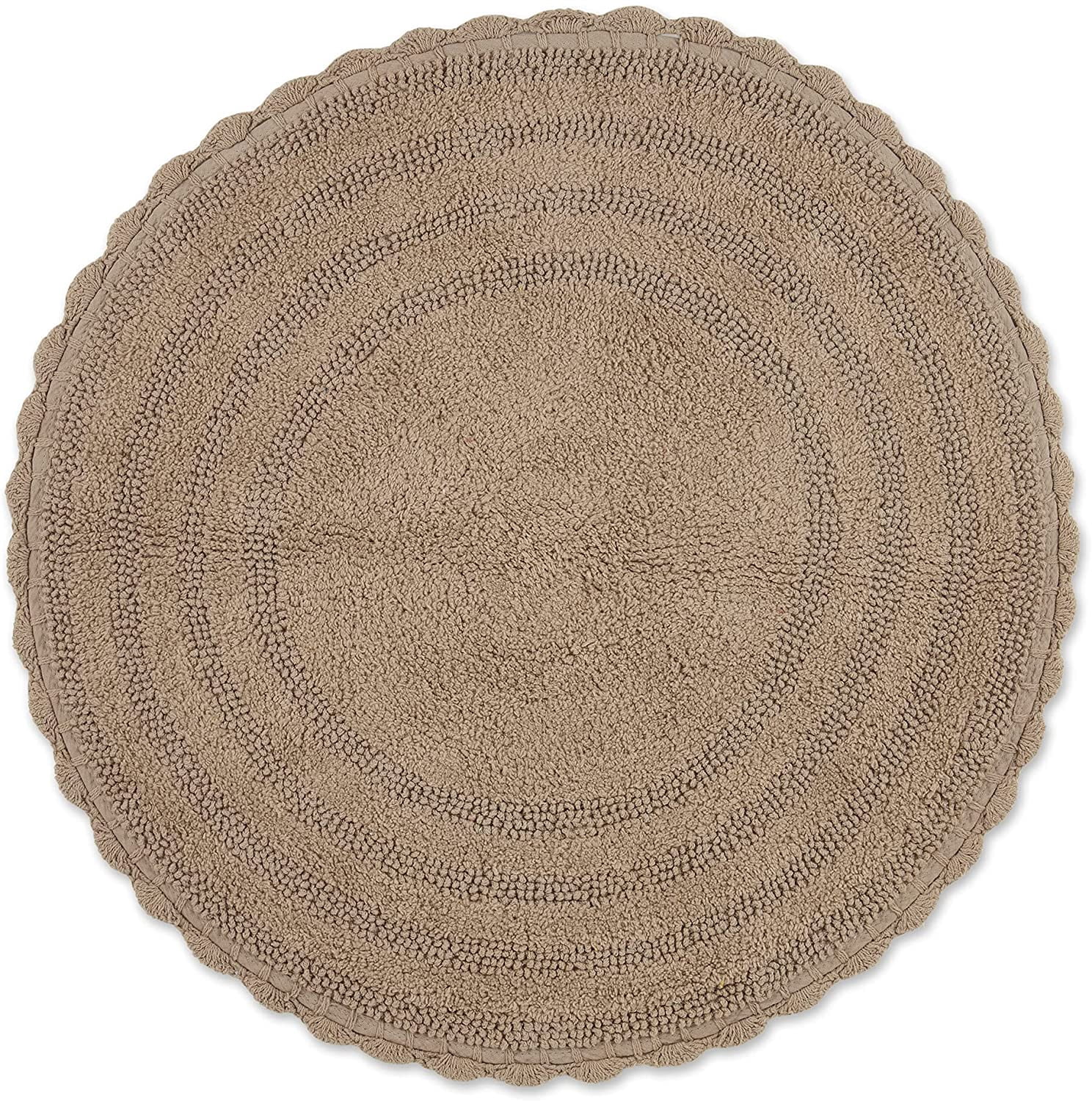 Osmanthus Crochet Collection Reversible Bath Mat, Round, 27.5
