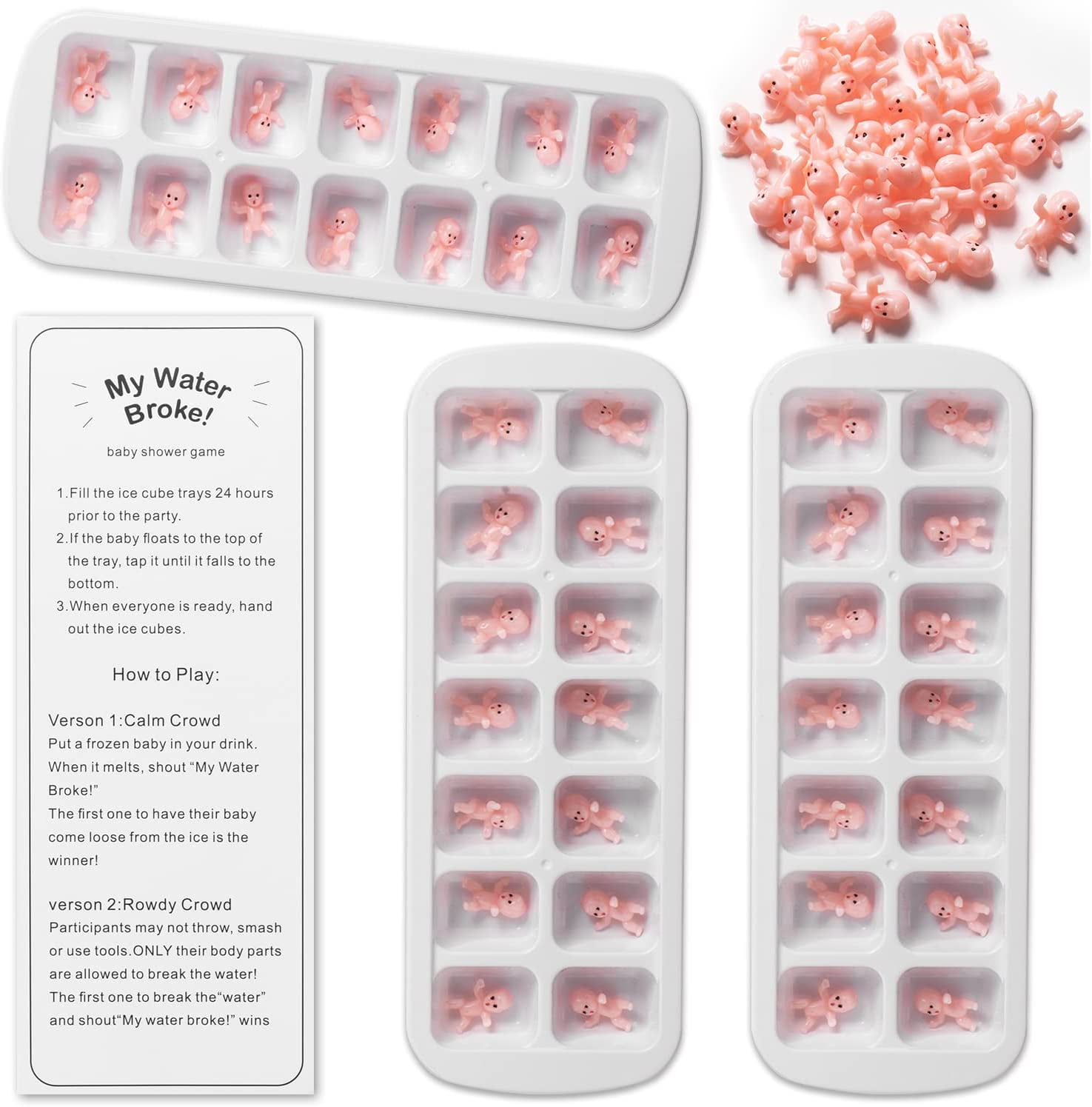 Osmanthus My Water Broke Baby Shower Game with 80 Mini Plastic Babies ...
