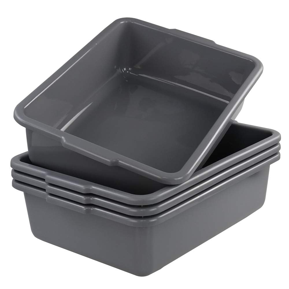 Osmanthus Set of 4 Rectangle Bus Tubs, 24 Quart Plastic Commercial Bus ...