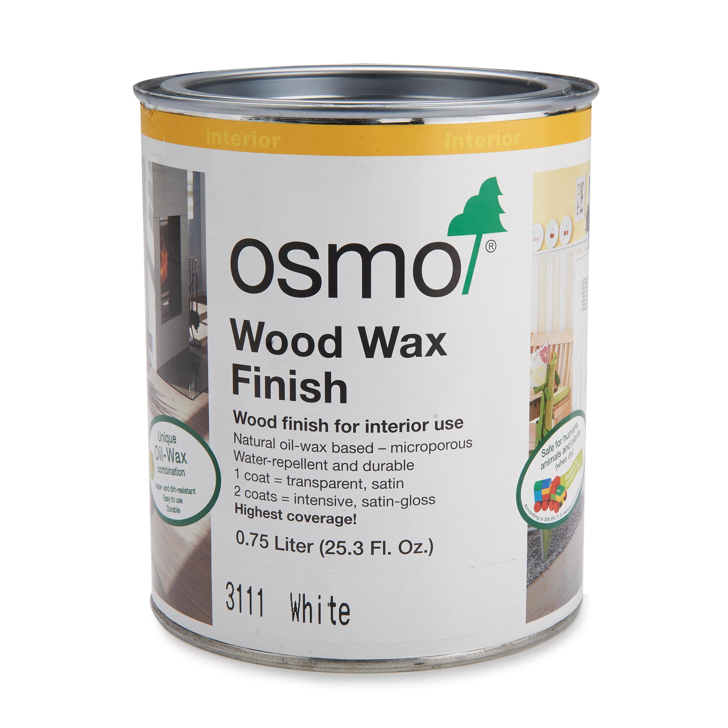 Osmo Wood Wax Finish - White - 3111 Solvent Based - .75 Liter - Walmart.com