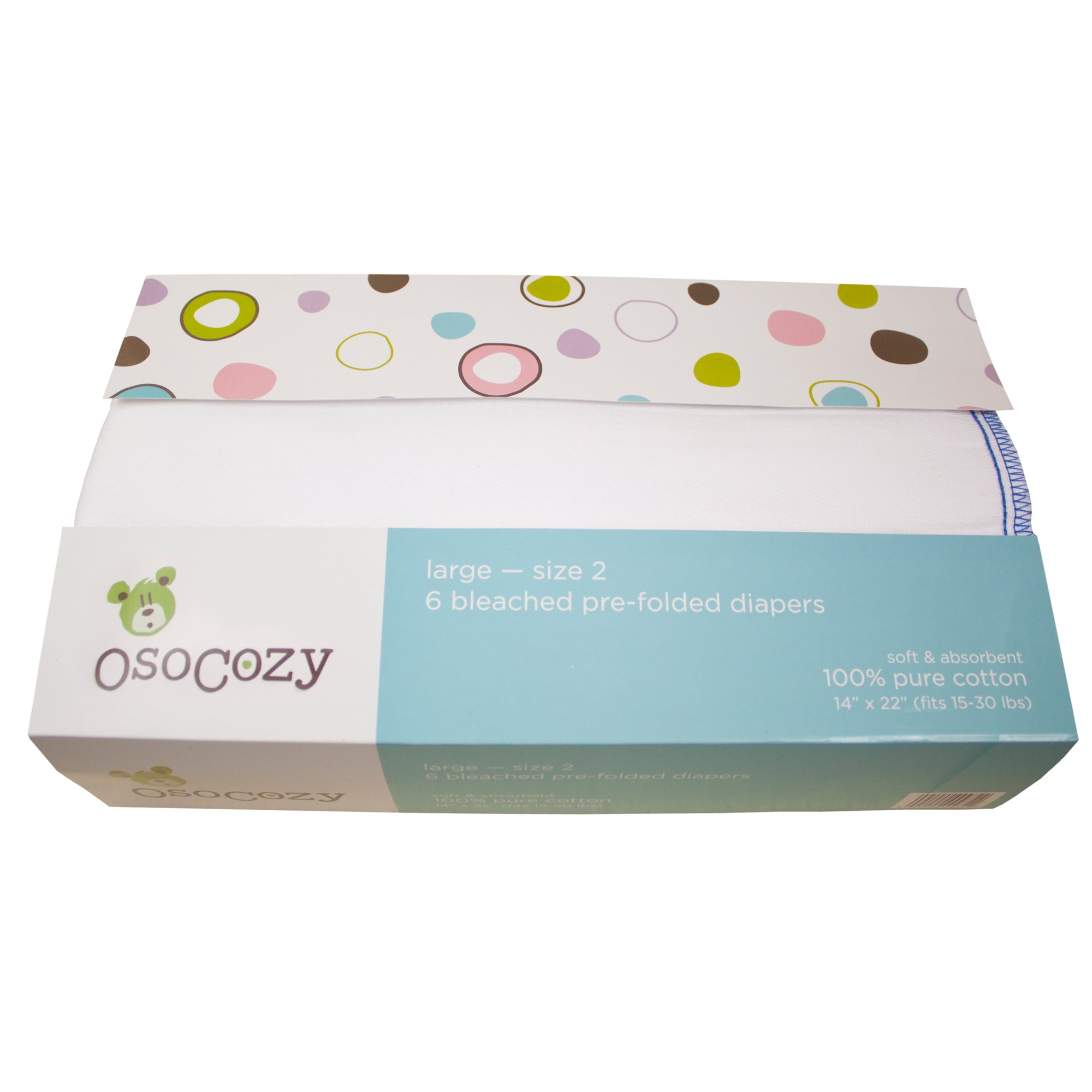 OsoCozy Prefold Bleached Cloth Diapers - Premium 4x8x4 Layering, 14 ...