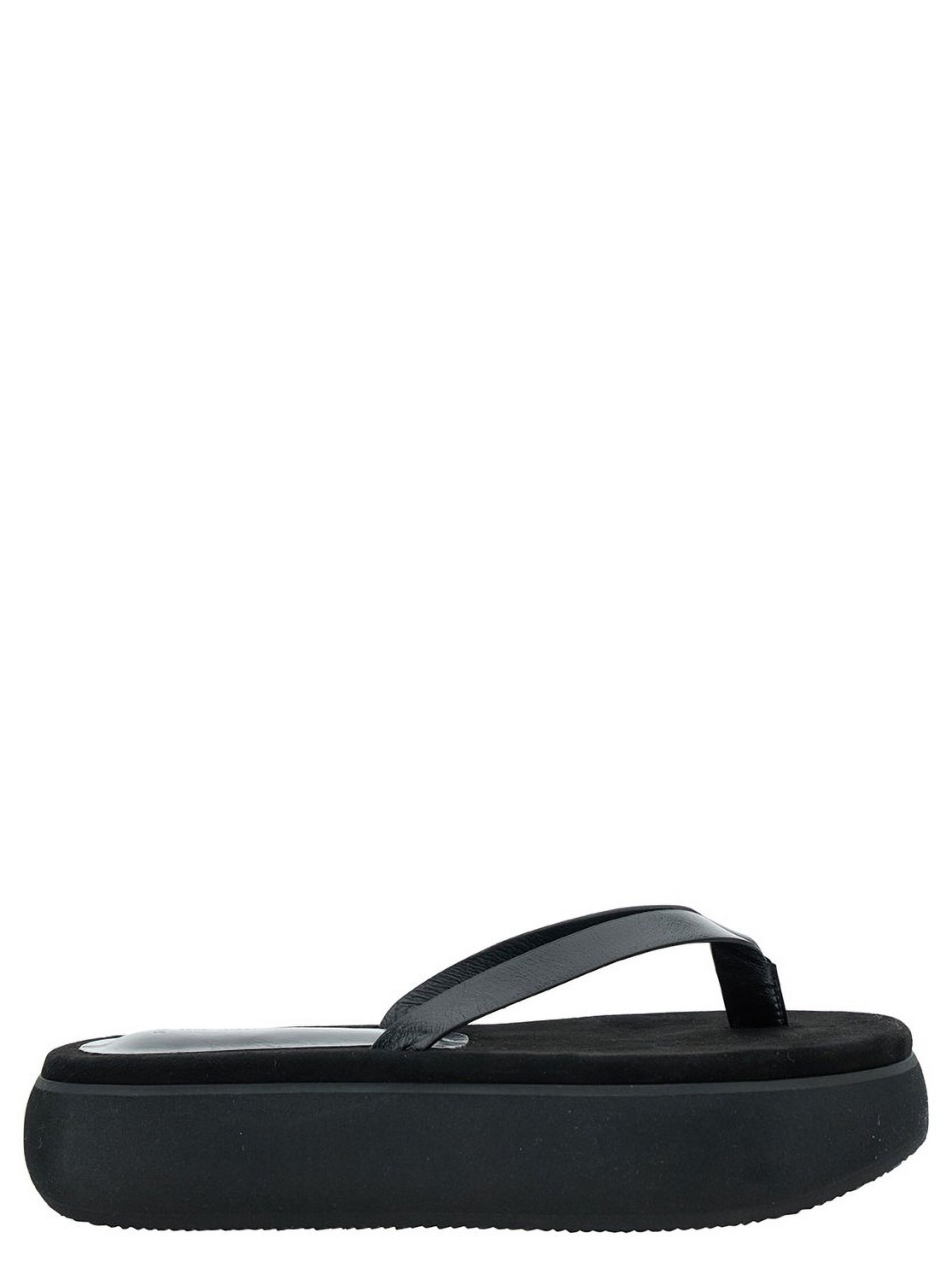 Osoi Women's Boat' Black Flip Flops With Chunky Sole In Leather Black ...
