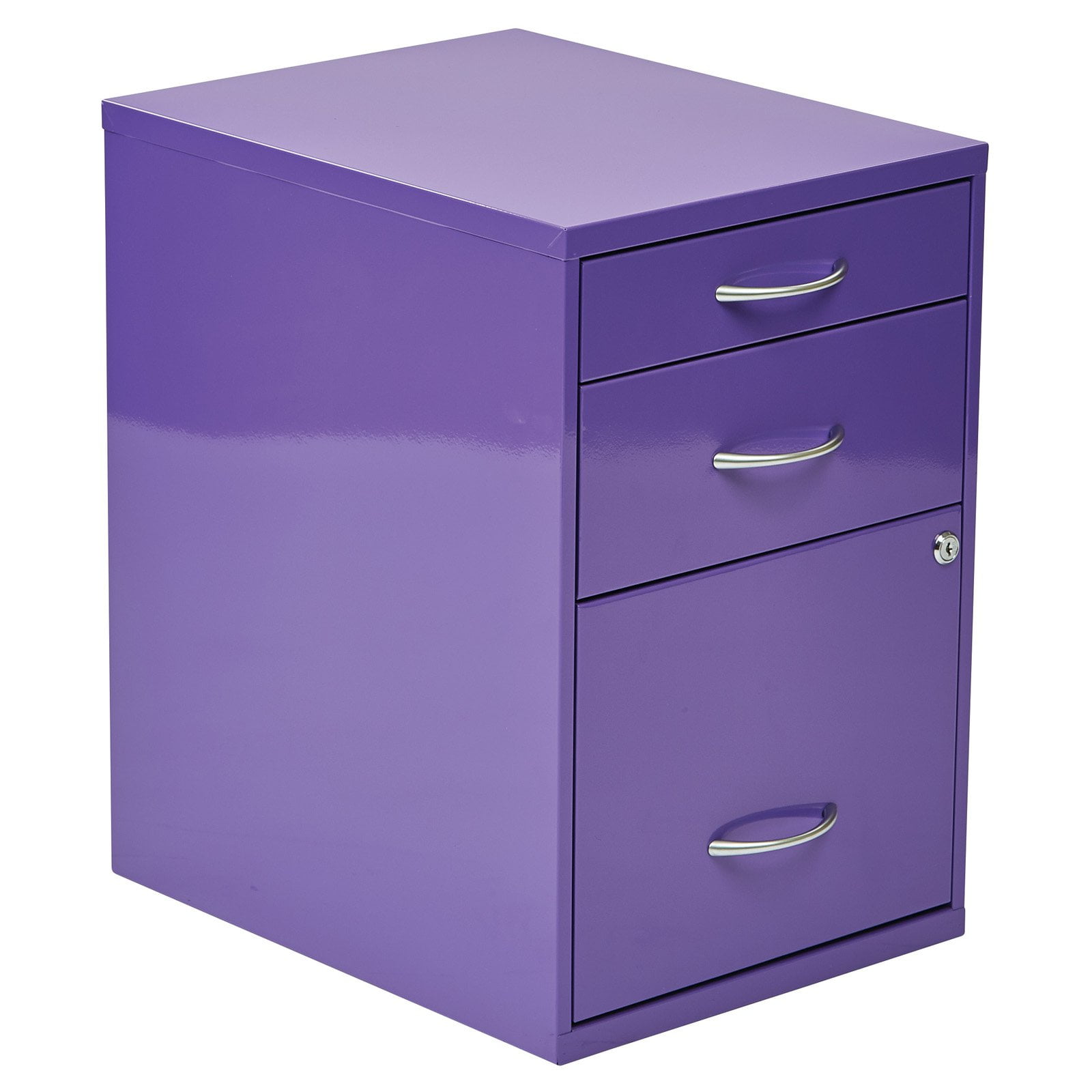 Osp Designs 3 Drawer Vertical Metal Lockable Filing Cabinet, Purple ...