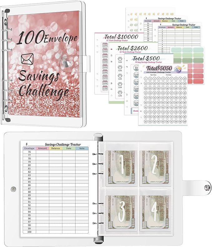 Ospelelf 100 Envelopes Challenge Binder, Money Saving Budget Binder ...