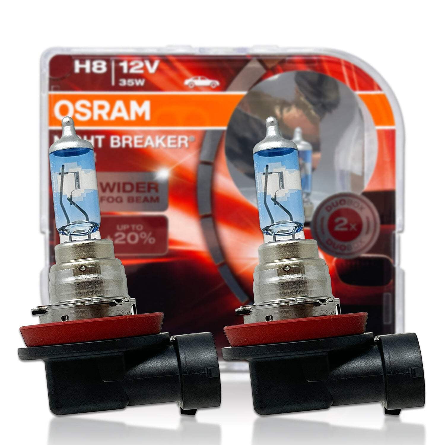 Osram H8 Night Breaker Laser Halogen Light Bulb (Pack of 2) +150% ...