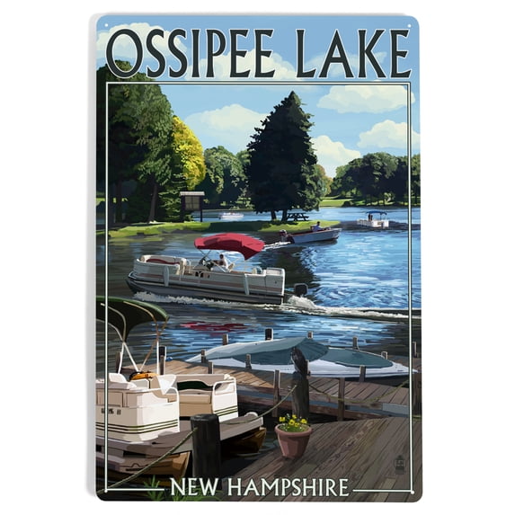 Ossipee Lake, New Hampshire, Pontoon Boats (12x18 Aluminum Art, Indoor ...