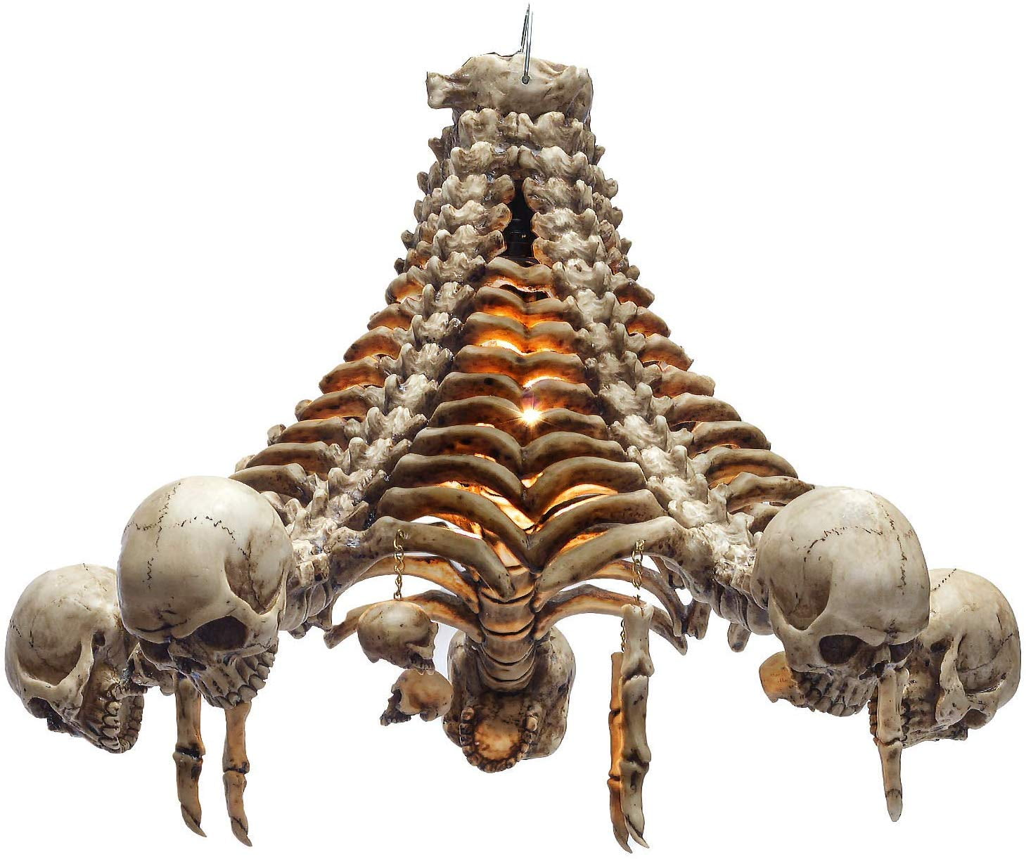 Ossuary Skulls Bones and Spines Pentagonal Ceiling Chandelier Light ...
