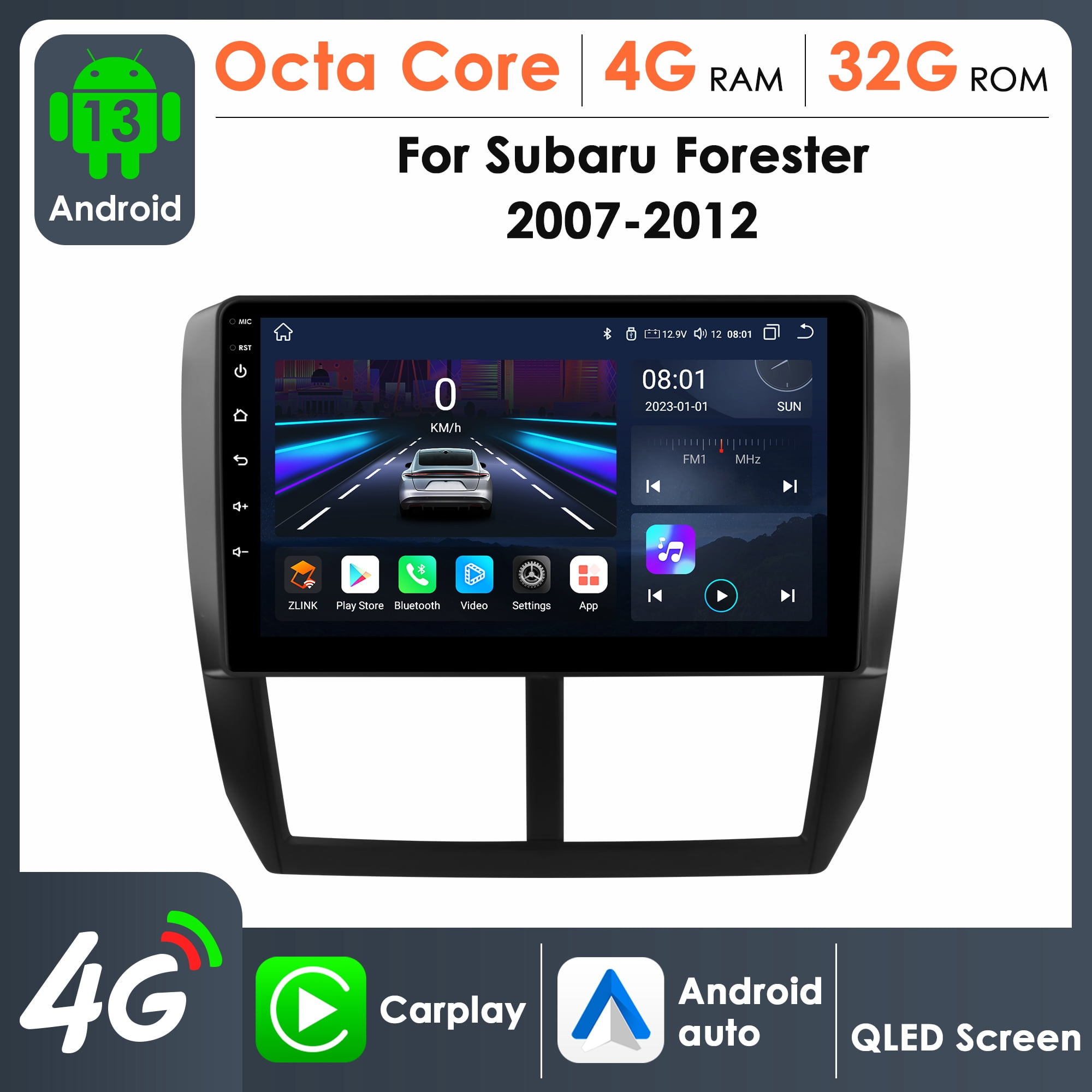 Ossuret Bluetooth Android 13 Apple CarPlay 4+32GB Wifi DSP Car Stereo ...