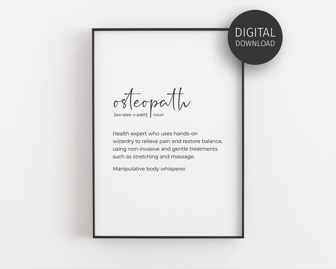 Osteopath Definition Poster, Osteopathy Wall Art, Office Decor For ...