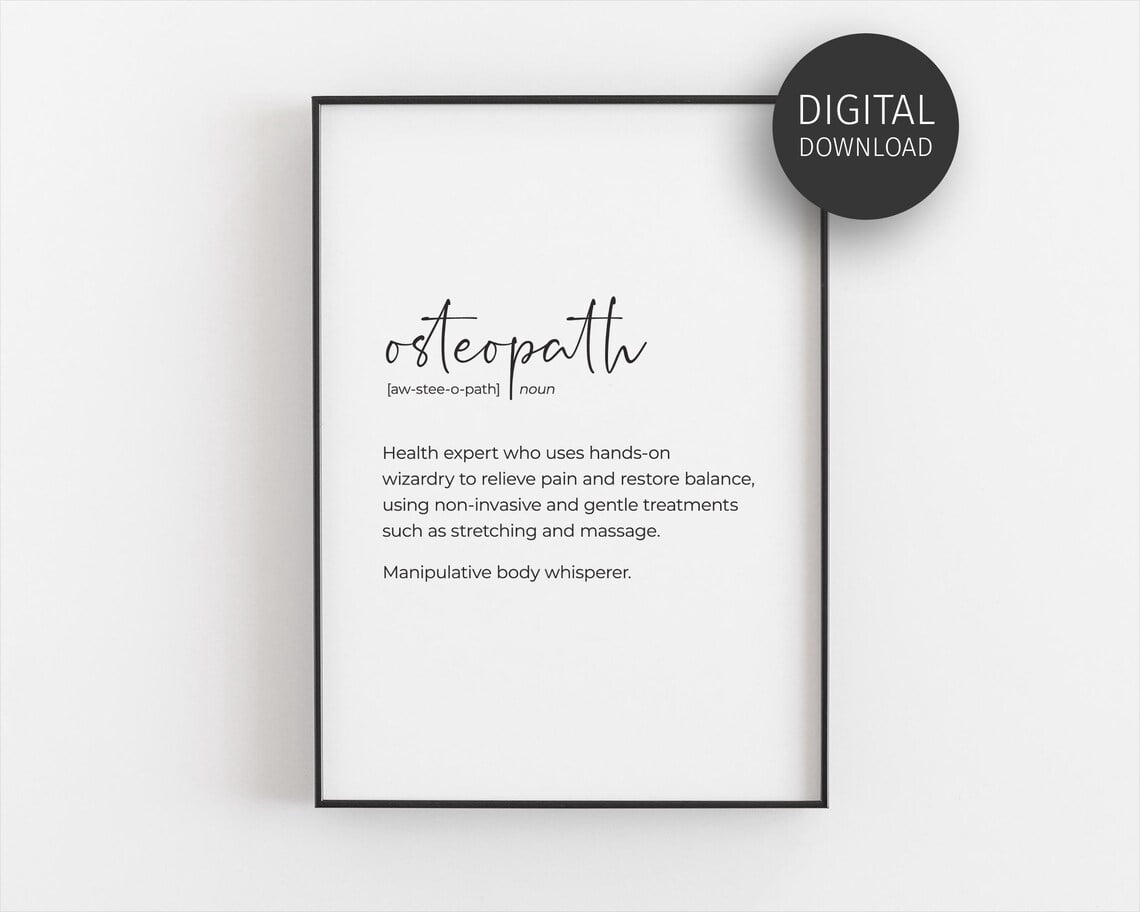 Osteopath Definition Poster, Osteopathy Wall Art, Office Decor ...