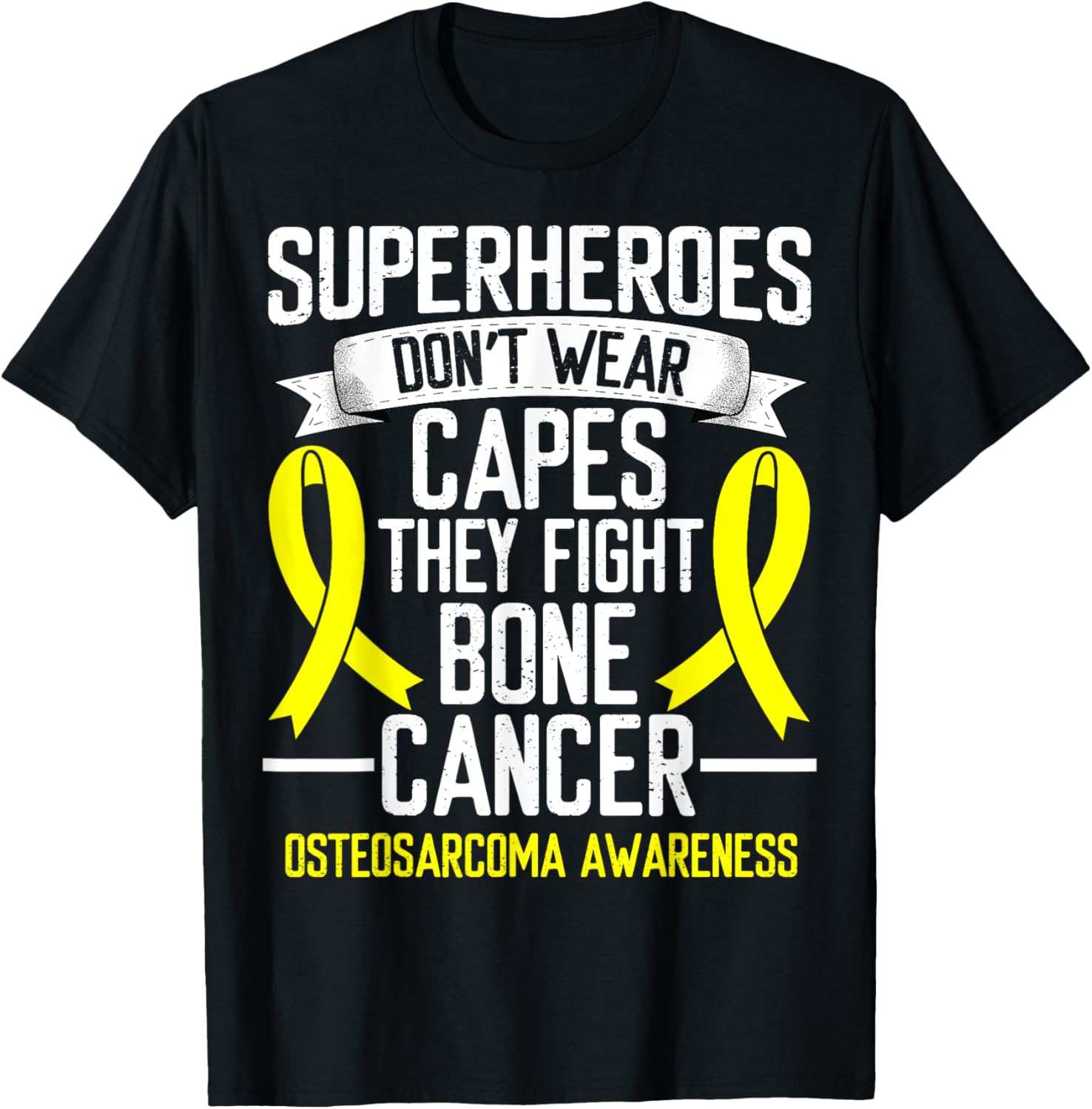 Osteosarcoma Awareness Yellow Ribbon Fighter Bone Cancer T-Shirt ...