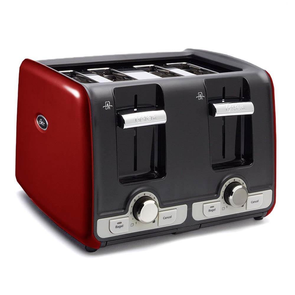 Oster 4-Slice Toaster w/Extra Wide Slots Bagel & Toast Lift, Red ...