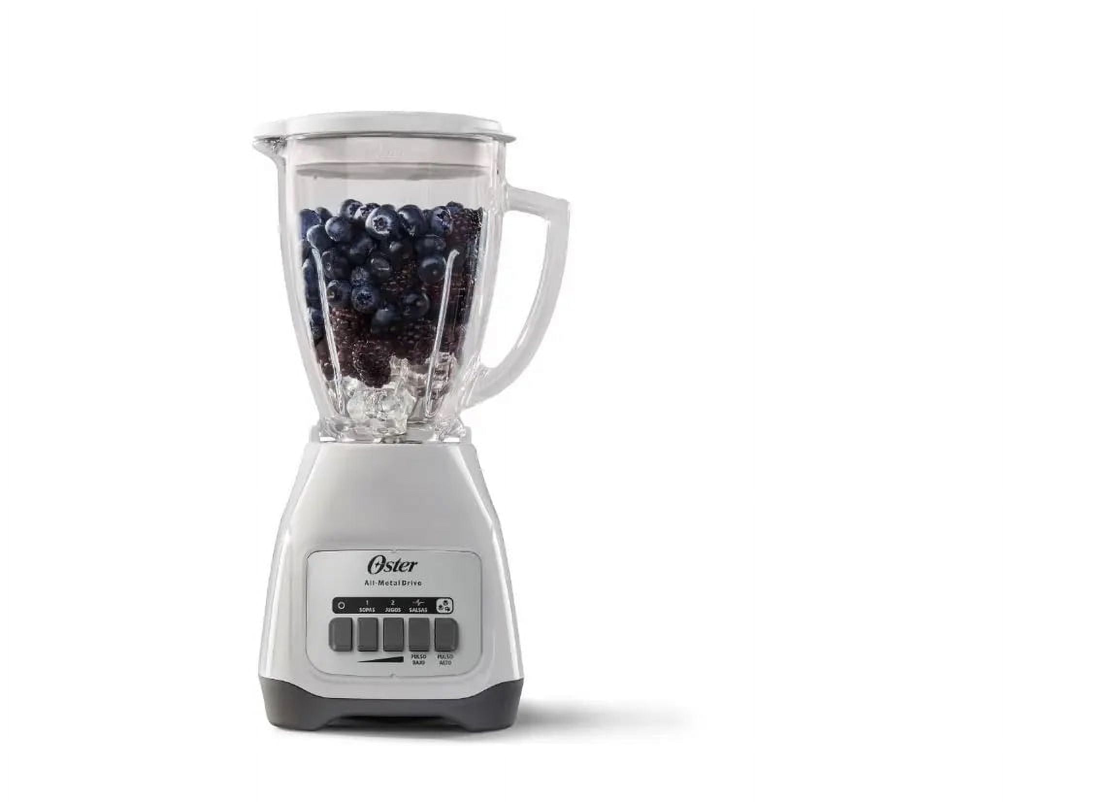 Oster Blender, 550W, 2-Speed, Glass Jar, White, Ice Crusher Blade, 1.5L ...