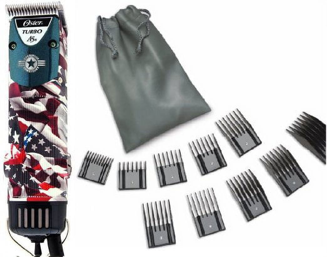 Oster Turbo A5 Animal Clipper, American Flag, 10 Piece Comb Set ...