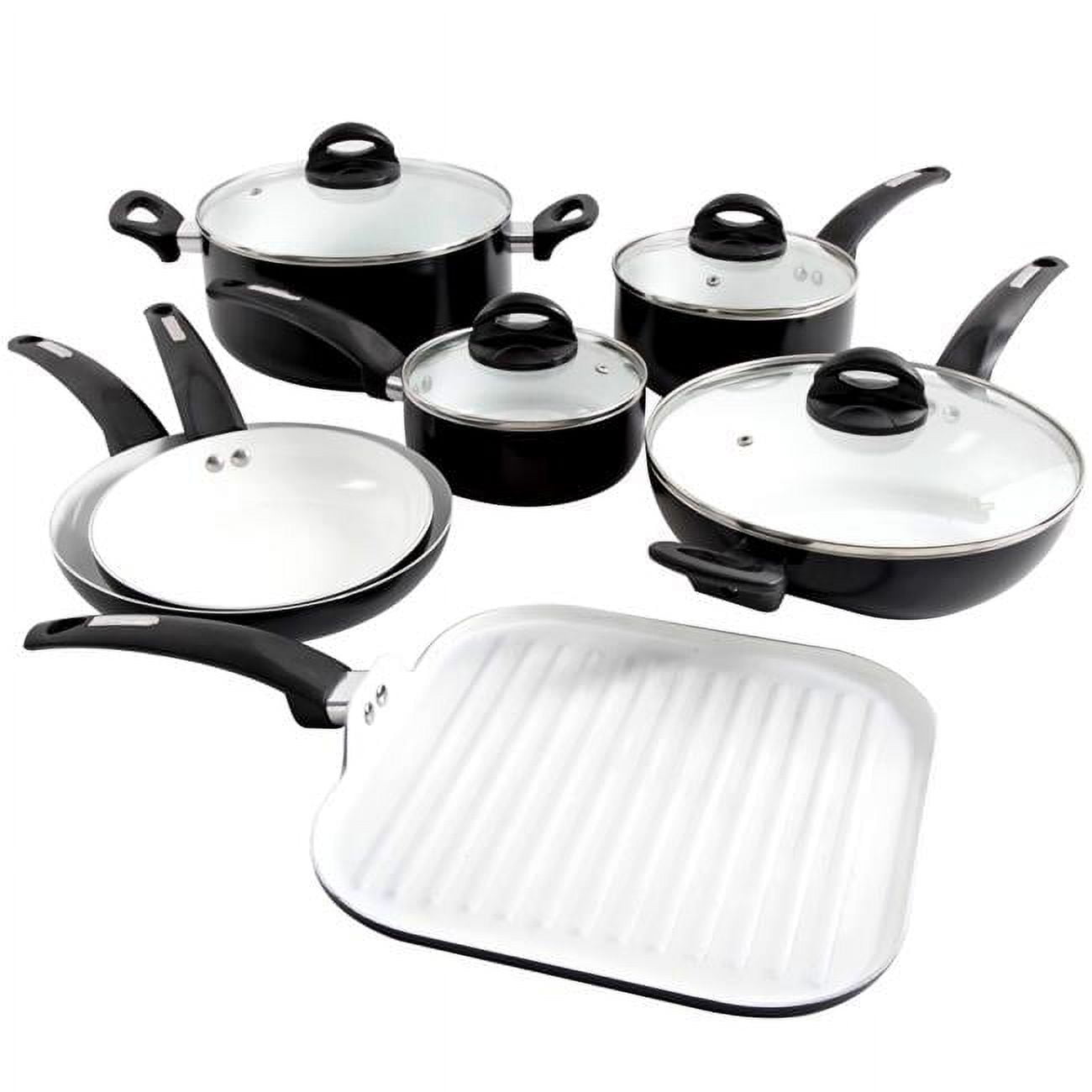 Oster Ashford 10 piece Aluminum Nonstick Cookware Set in Black with ...