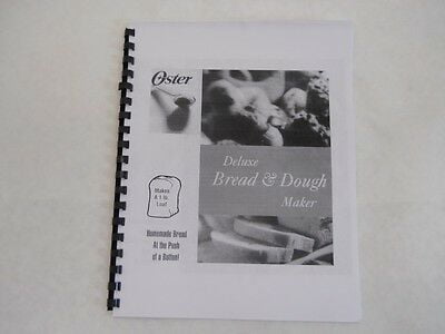 Instruction Manual ONLY for Oster Bread Machine Manual & Recipes Model ...