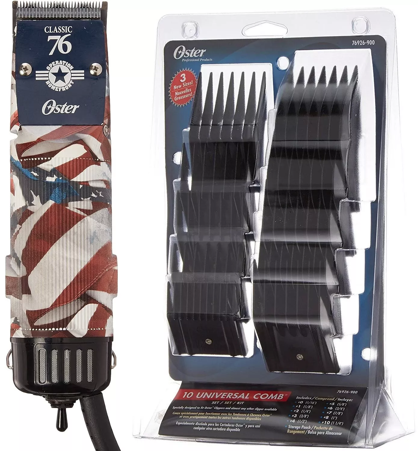 Oster Classic 76 Limited Hair Clipper + 10 Piece Combs American Flag ...