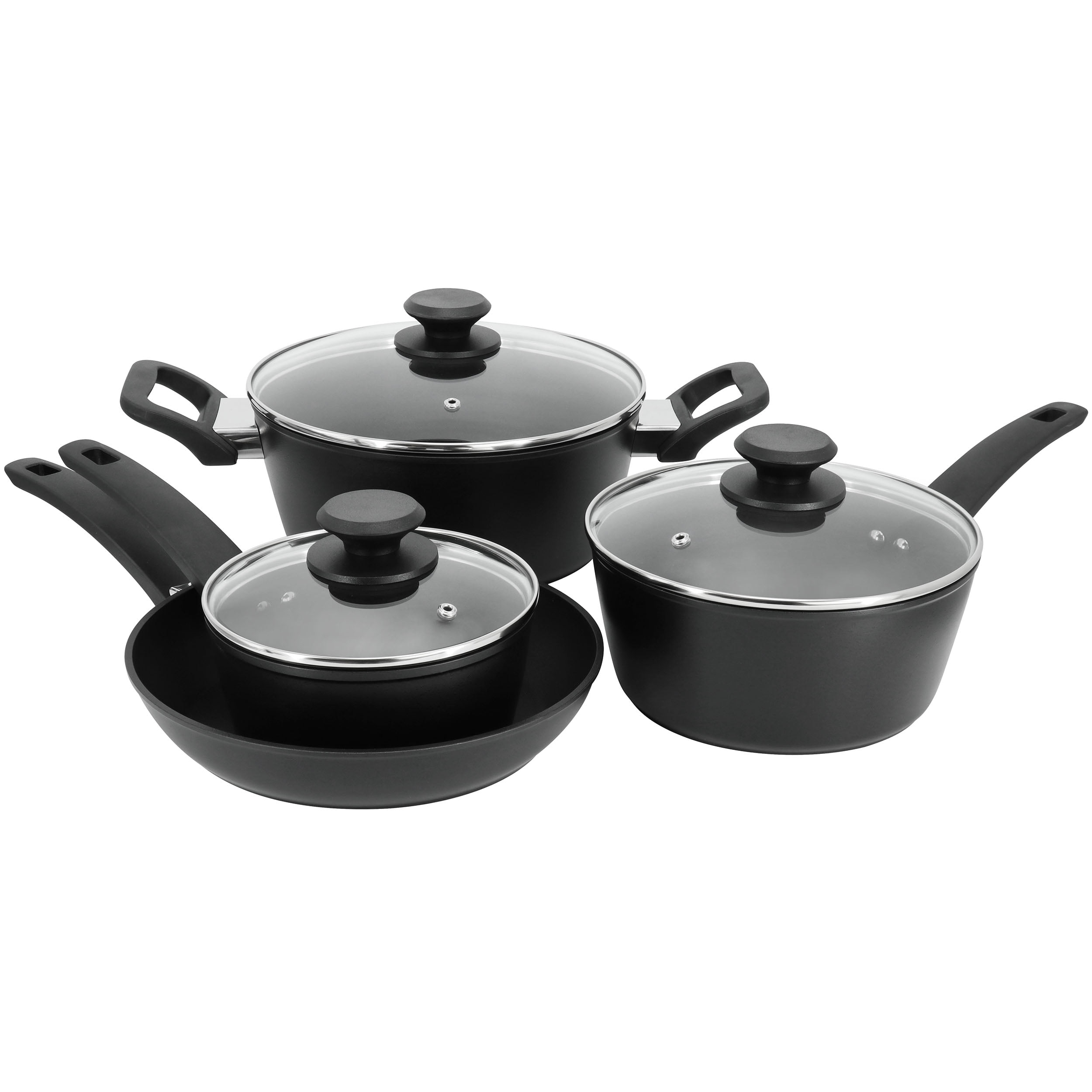 Oster Connelly 7 Piece Textured Nonstick Aluminum Cookware Set in Black ...